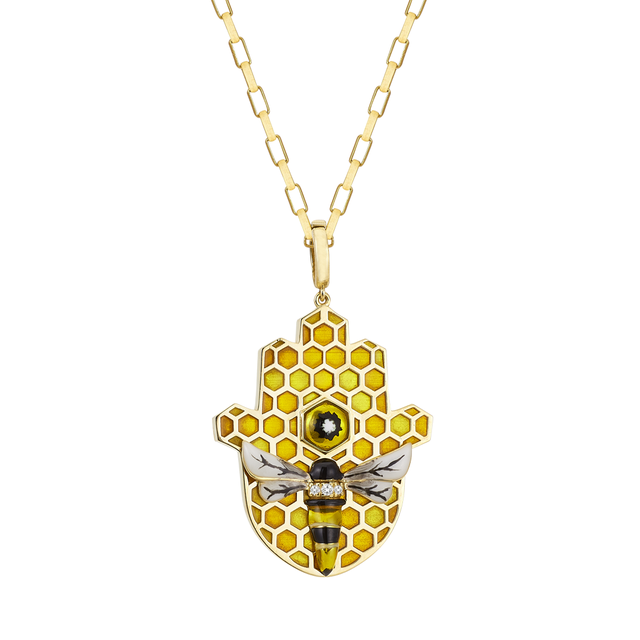 Bee Blessing Totem Necklace Yellow Gold – Her Story Jewelry